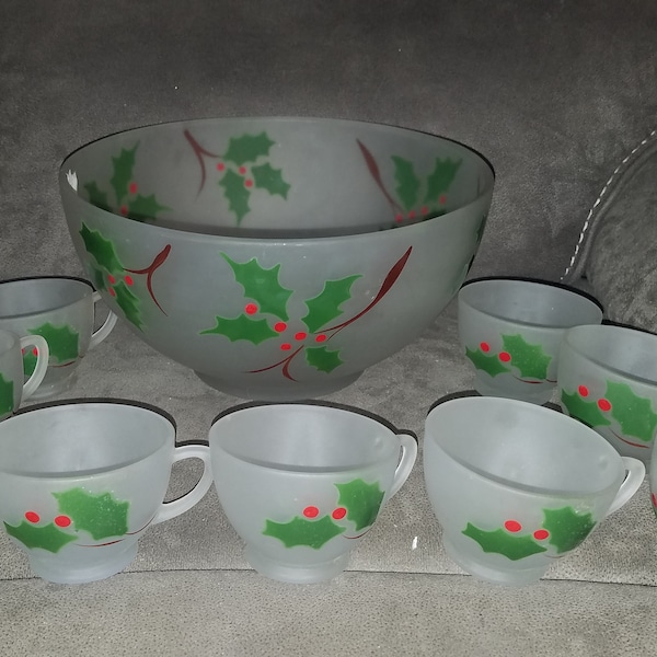 Holly Punch Bowl - Etsy