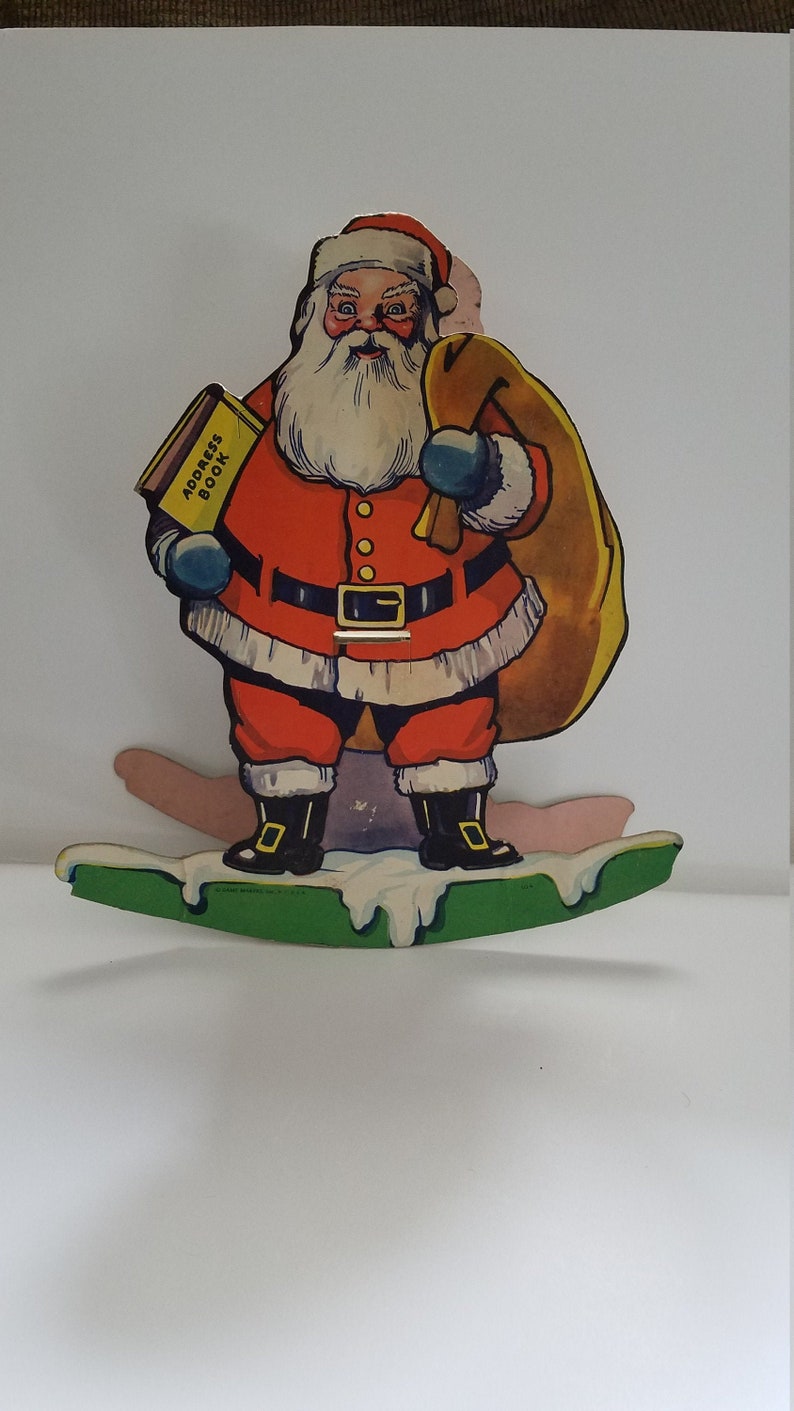 Vintage Cardboard Rocking Santa Holds Address Book | Etsy