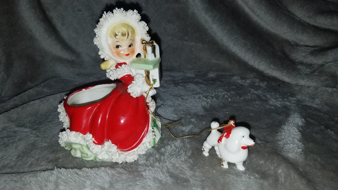 Vintage Napco Girl Planter W/dog AX2751B - Etsy