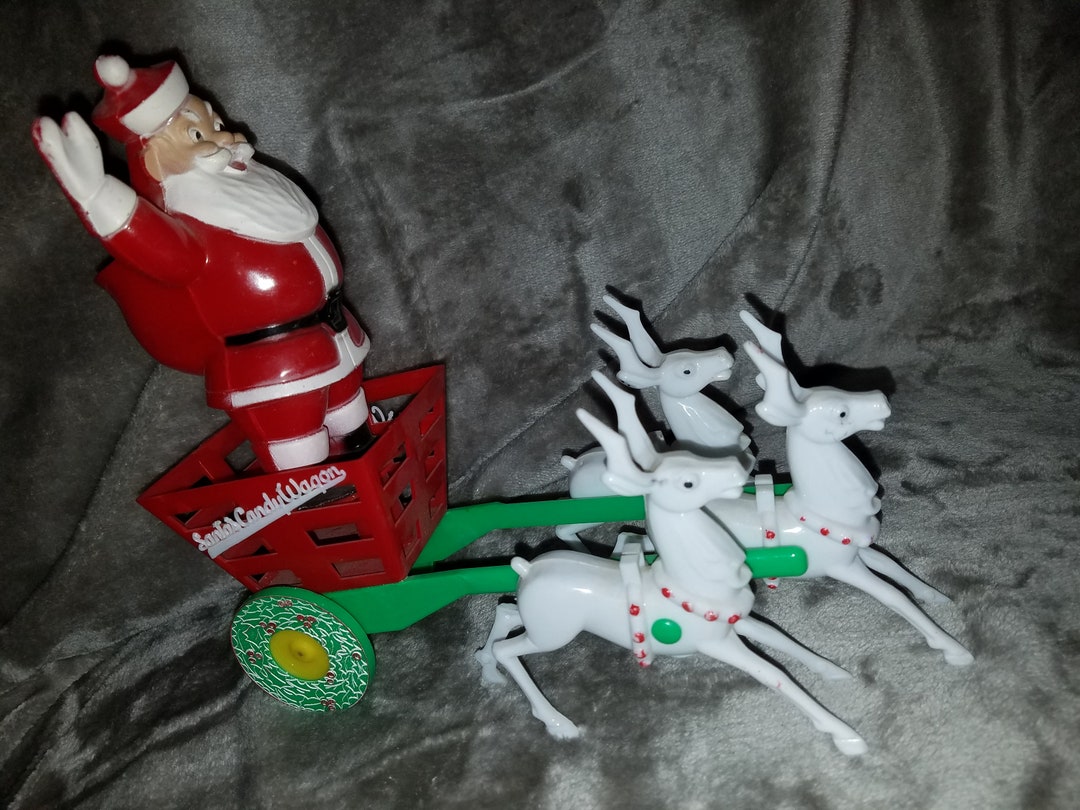 Vintage Plastic Santa's Candy Wagon - Etsy