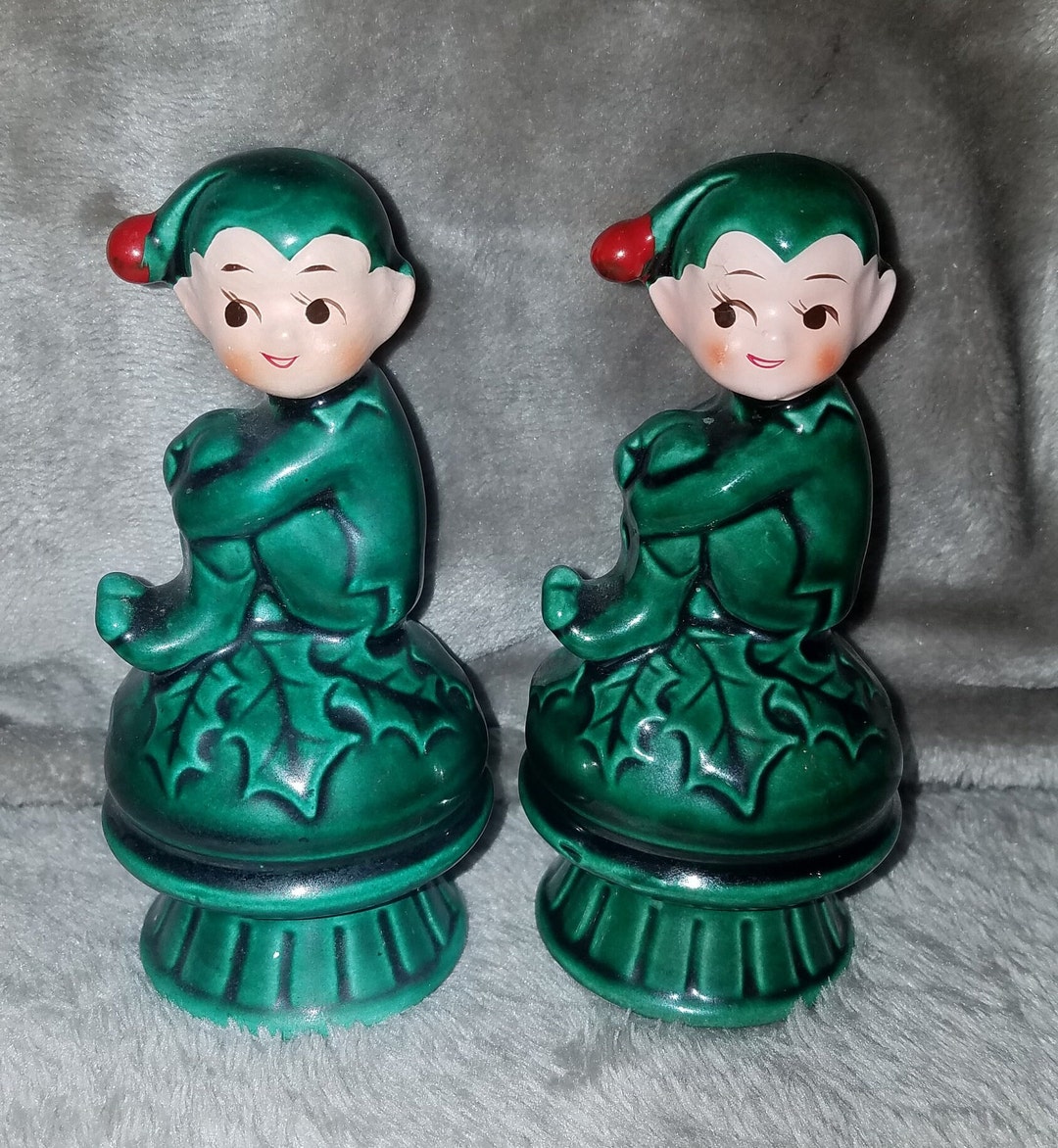Vintage Set of 2 Inarco Green Elf E-2506 - Etsy