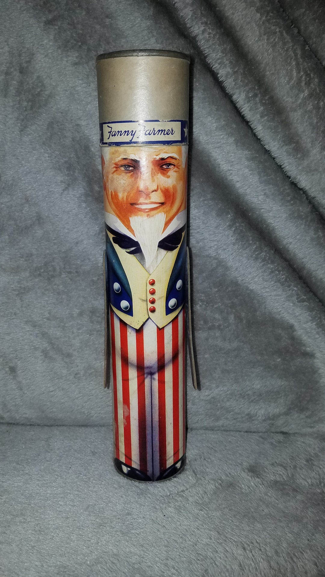 Vintage Fanny Farmer Uncle Sam Candy Container Cardboard Tube ...