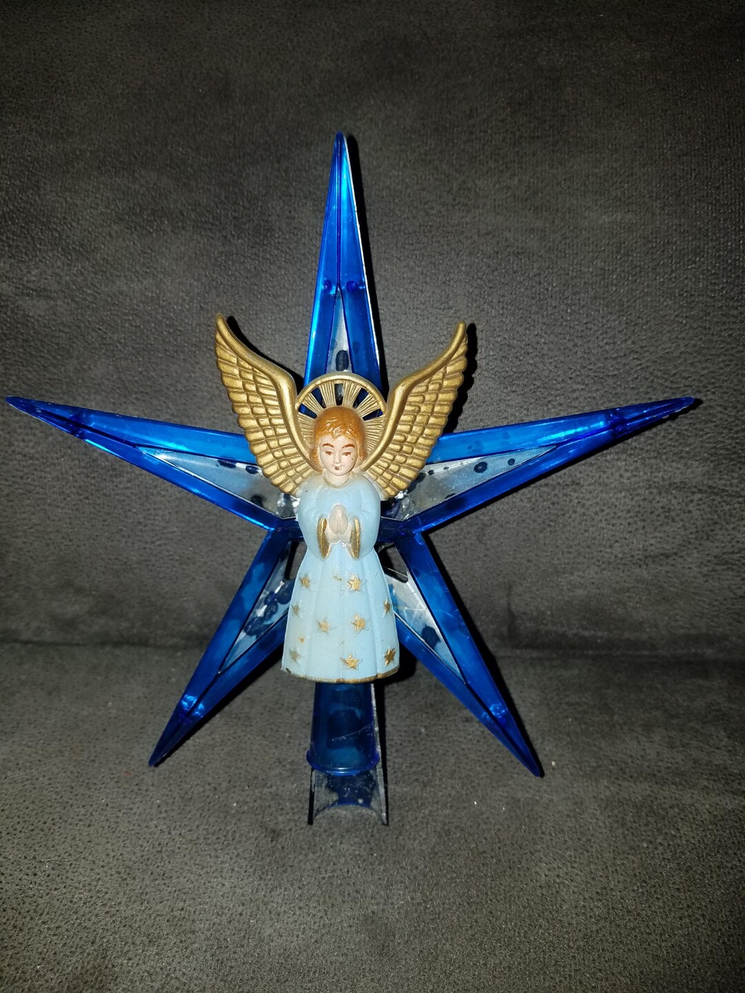 Vintage Blue Star Angel Tree Topper - Etsy
