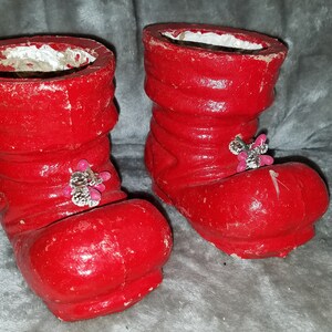 Vintage Set of 2 Paper Mache Christmas Red Boots - Etsy