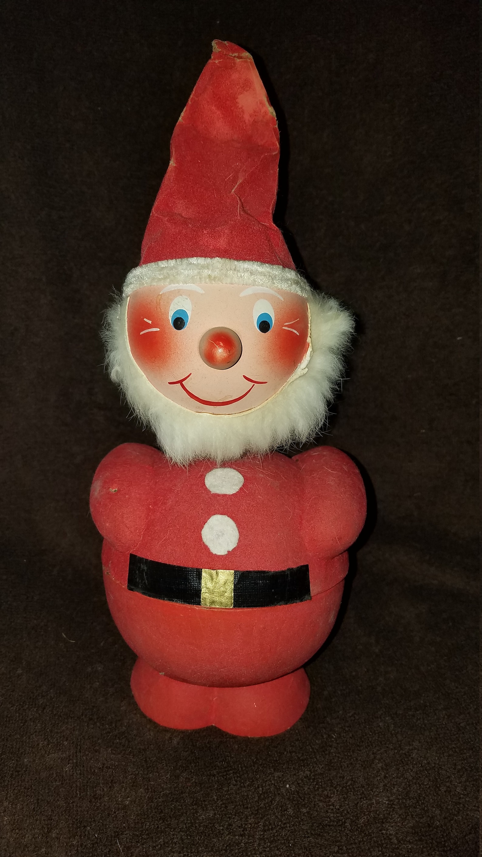 Vintage Flocked Santa Candy Container | Etsy
