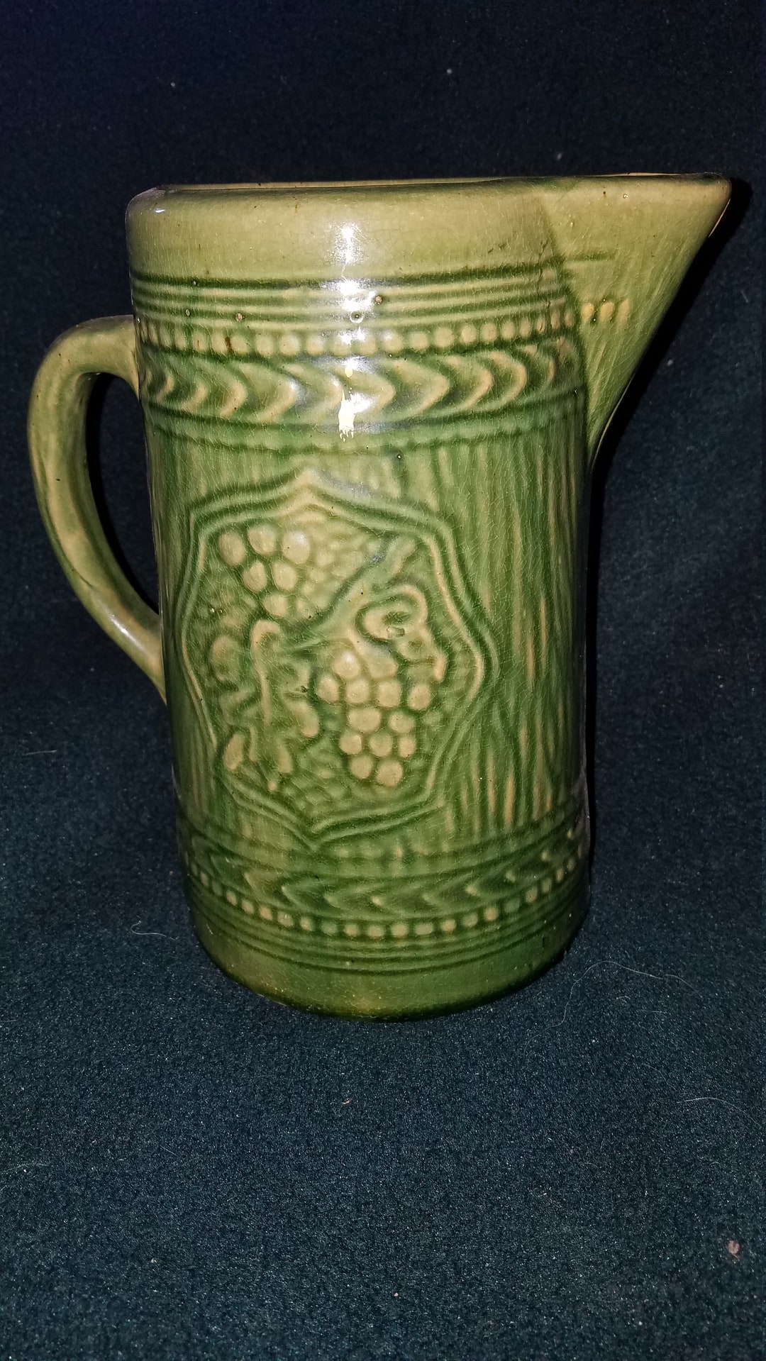 Vintage Green Pitcher - Etsy