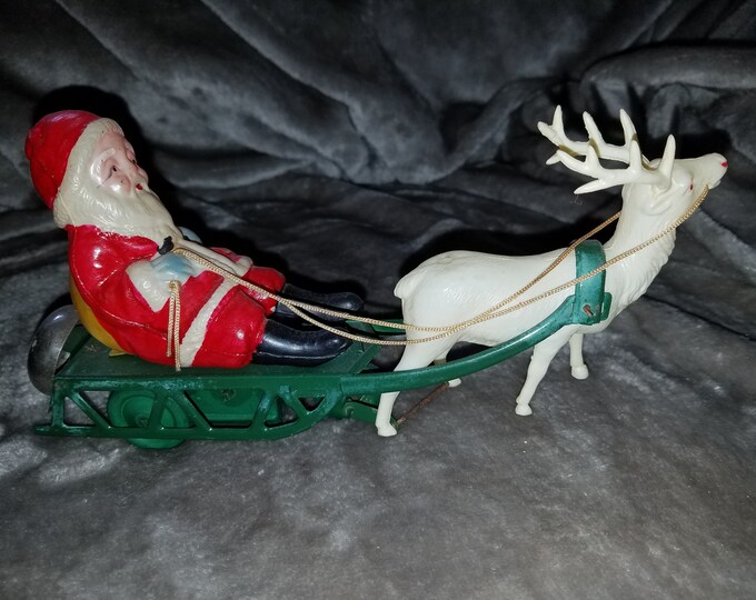 Vintage Celluloid & Tin Wind up Santa/reindeer/sleigh - Etsy