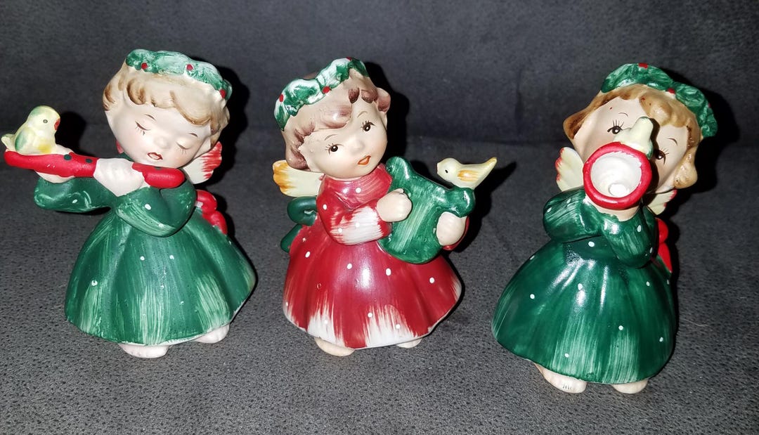 Vintage Set of 3 Lefton Christmas Angels W/birds 6394 - Etsy