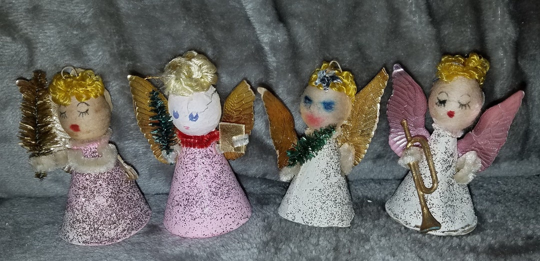 Vintage Set of 4 Mica Christmas Angels - Etsy