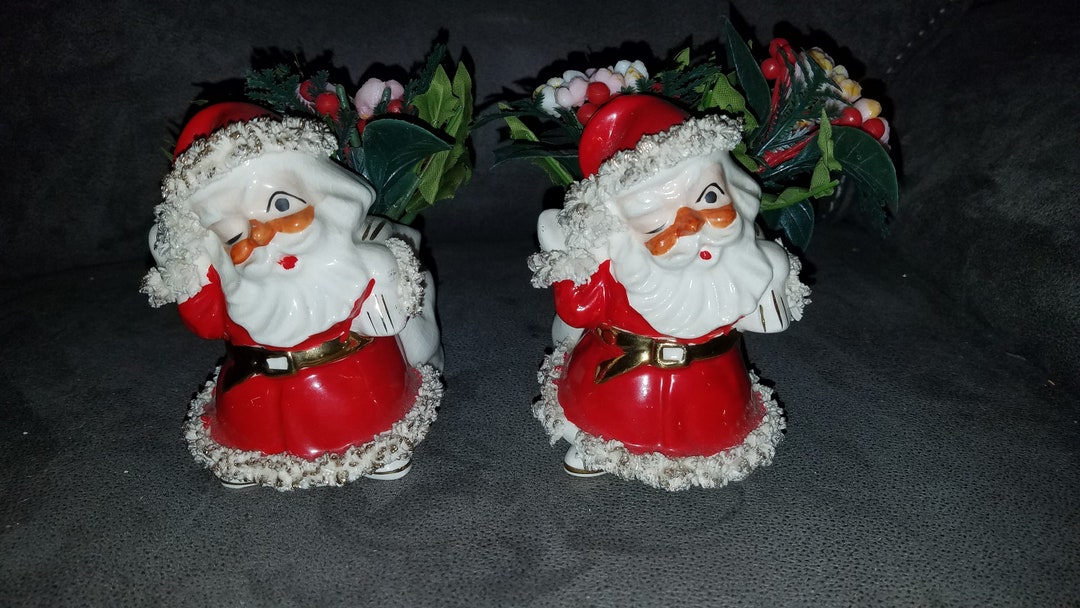 Vintage Lefton Spaghetti Santa Set of 2 Planters - Etsy