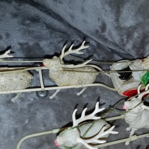 Vintage Set of 3 Celluloid Santa Sleigh & Reindeers - Etsy