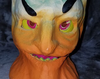 Two Faced Devil Paper Mache Candy Bucket Handmade Halloween - Etsy