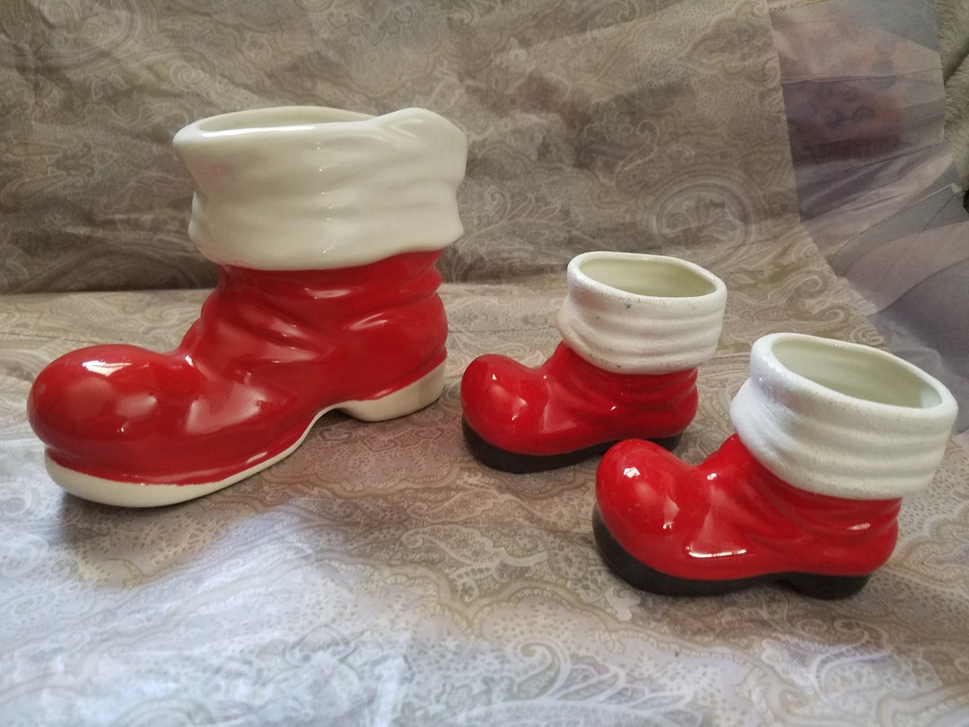Vintage Set of 2 Small & 1 Large Santa Christmas Boot - Etsy