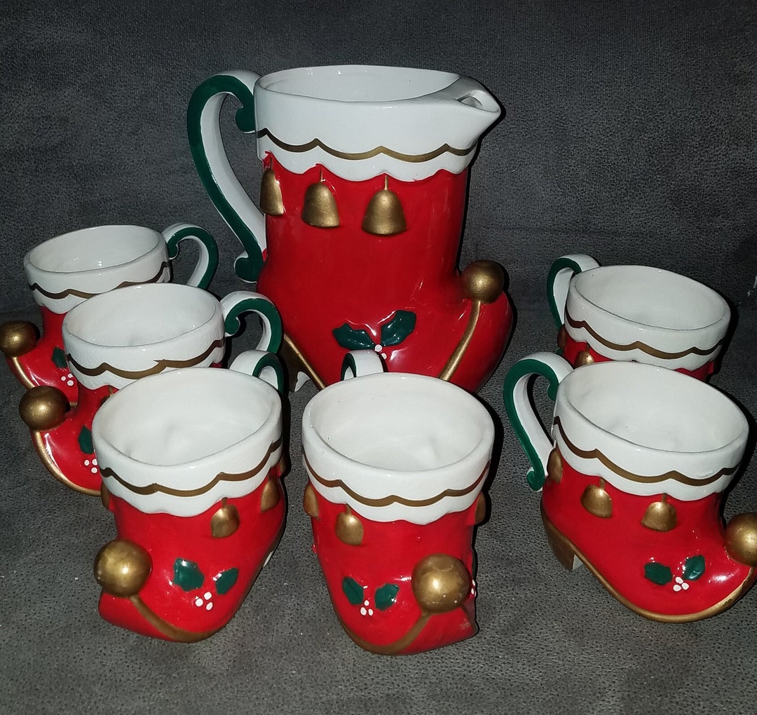 RARE Napco Vintage Christmas Santa Boot Pitcher and Mug Set 1950's - Etsy