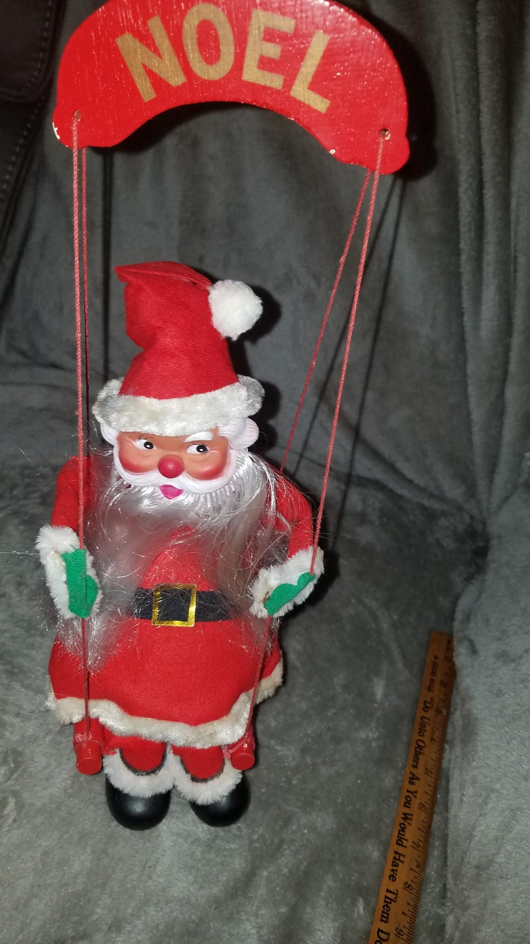 Vintage Yuletide Jolly Santa on Wooden Swing - Etsy