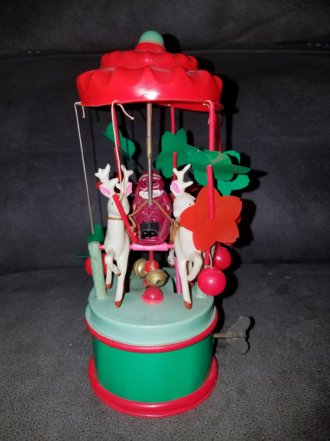 Vintage Plastic Christmas Santa & Reindeer Wind up Toy - Etsy