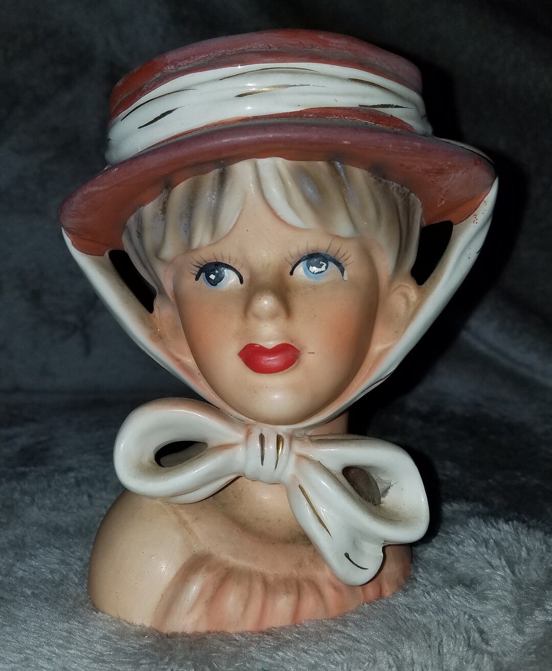 Vintage Relpo K1766 Lady Head Vase W/bonnet Japan - Etsy