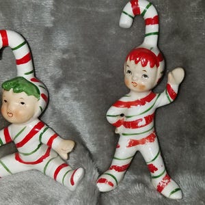 Vintage Geo Z Lefton Set of 3 Pixie Elves Candy Cane Figurines - Etsy