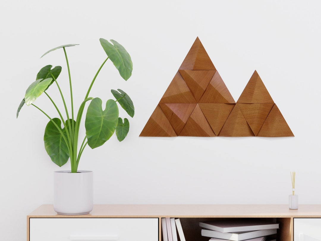 Triangles Wood Wall Art, Set of 12 3D Tiles - Etsy