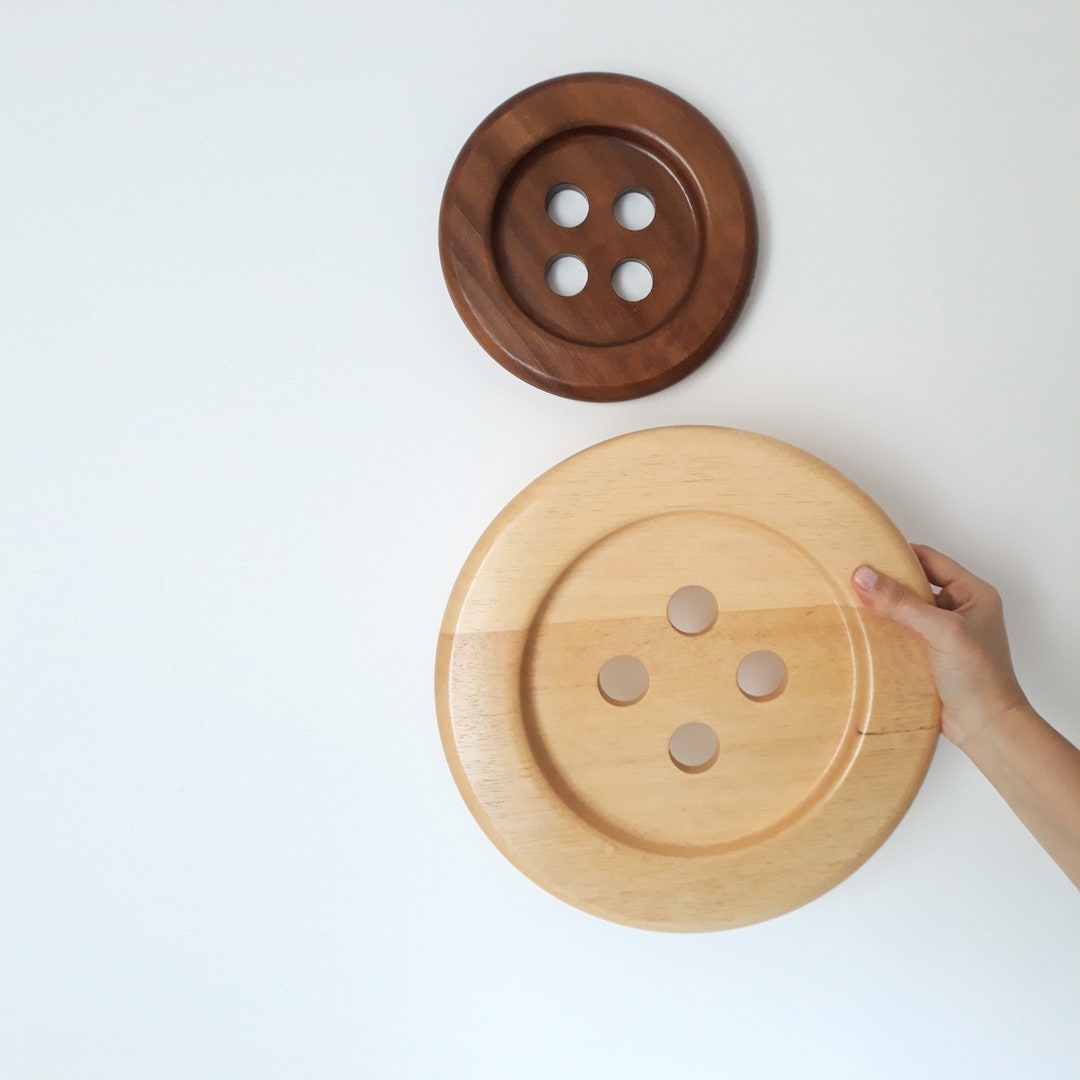 Dressmaker Gift, Giant Wood Button, Extra Large Wooden Button for Wall ...