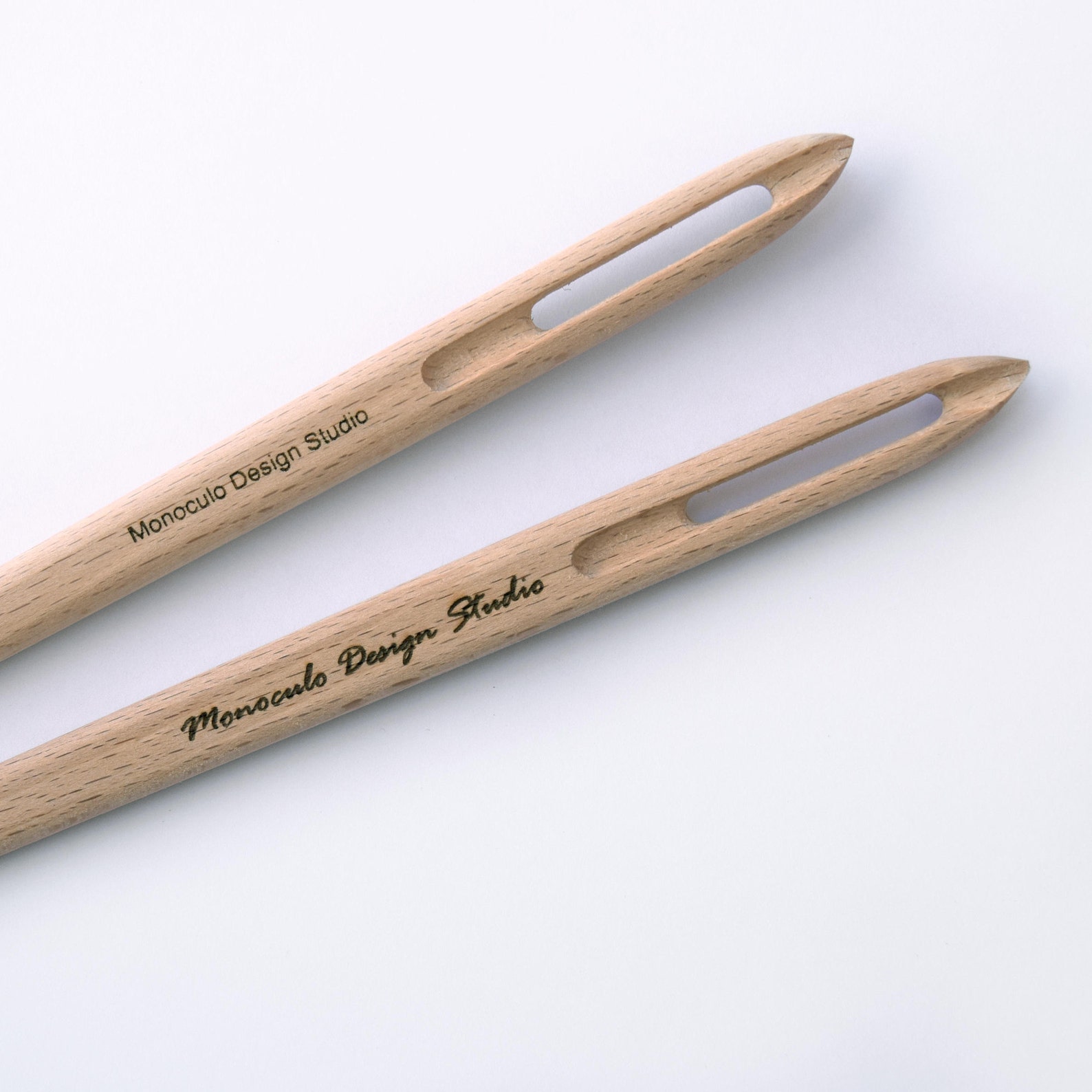 Giant wood needle Set of 3 needles Engraving option | Etsy