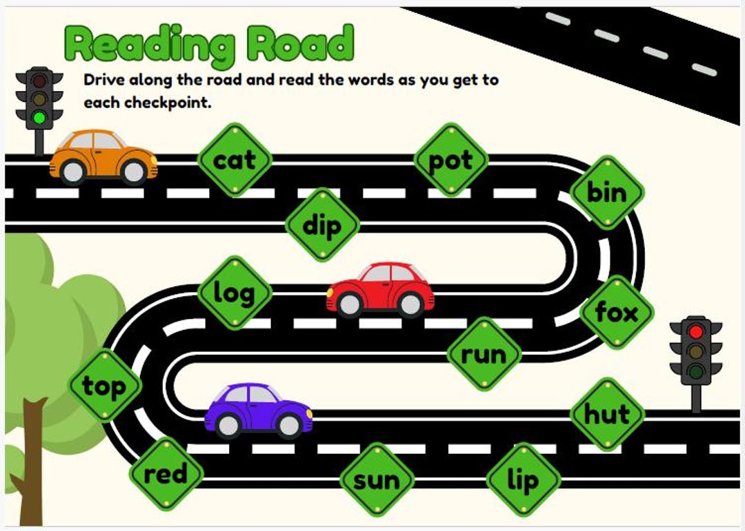 Reading Road Early Reading Fluency Cvc Words Game - Etsy