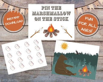 Printable Pin the Marshmallow Party Game Printable Camping Games Fun ...