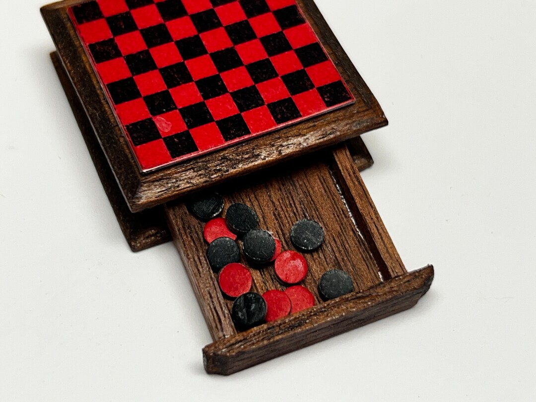 Miniature Artist Ron Bufton Checker Board Game Wood Box W/drawer and ...