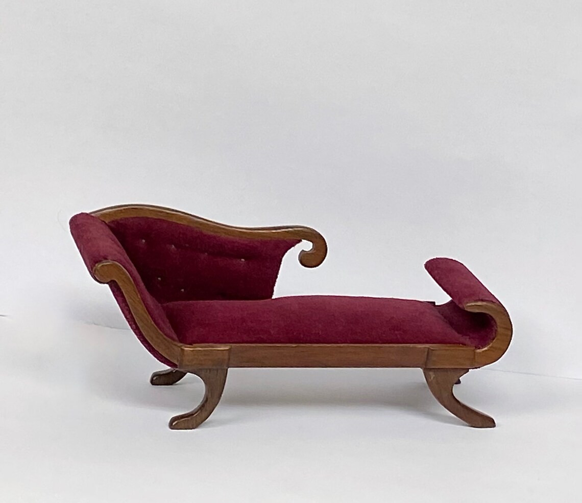 Sonia Messer Imports Burgundy Velvet Chaise Lounge 1 - Etsy UK