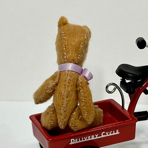 2.5 Miniature Jointed Teddy Bear Tan With Lilac Ribbon Bow Handmade ...