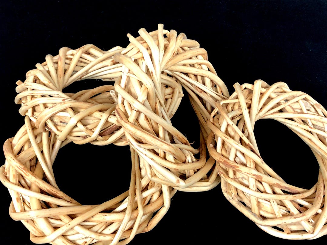 Four Count 4” Natural Willow Vine Wreaths - Small Miniature Craft ...