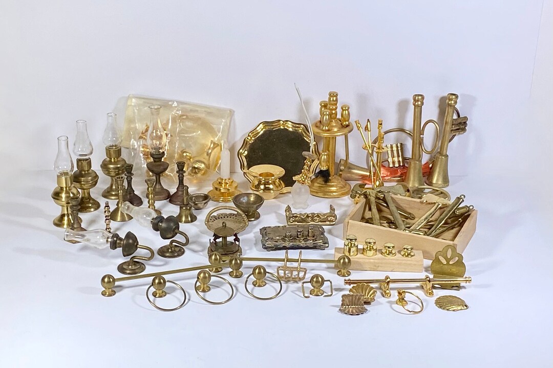 Miniature Brass Dollhouse Accessories: 71 Piece Lot, 1 Inch Scale - Etsy