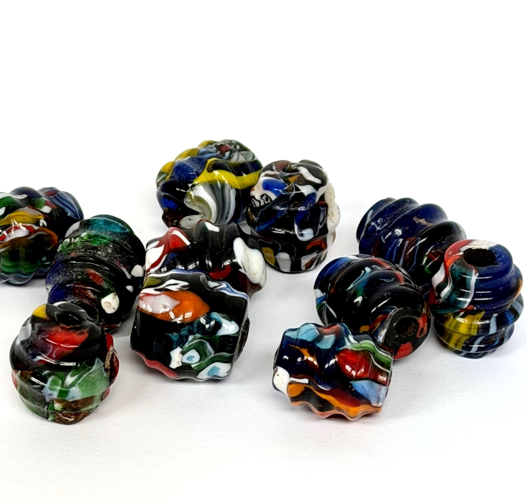 11 Pc Glass Trade Bead Lot - Lampwork Hand Crafted - Bright Color ...