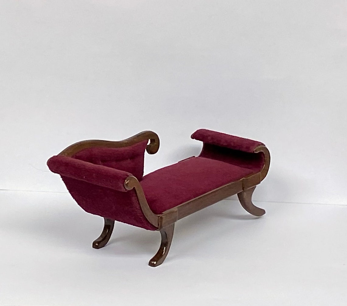 Sonia Messer Imports Burgundy Velvet Chaise Lounge 1 - Etsy UK