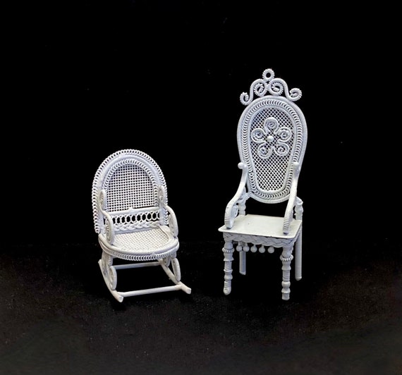 Alice Lacy Iron Wire Wicker Rocker & Armchair Vintage 1 - Etsy