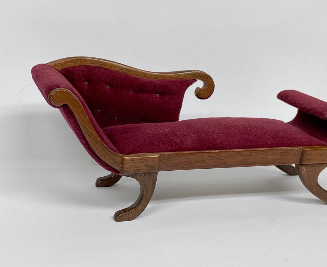 Sonia Messer Imports Burgundy Velvet Chaise Lounge 1 - Etsy