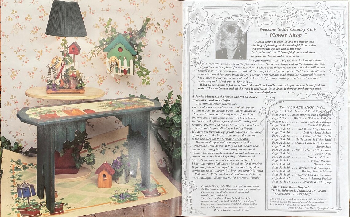 Tole Painting Pattern Book: Country Club Flower Shop - Julie White - Etsy