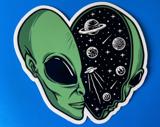 Alien Head, Split Open With Space Inside. Laptop Sticker, Car Sticker ...