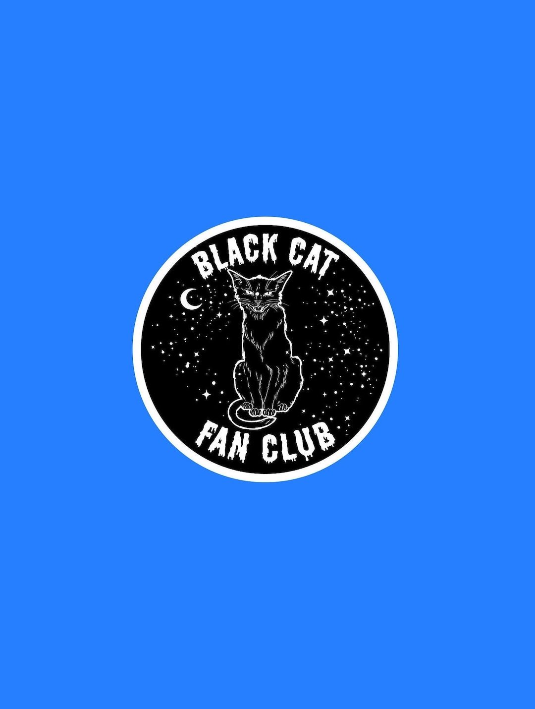 Black Cat Fan Club Sticker Waterproof, Weatherproof Glossy Sticker - Etsy