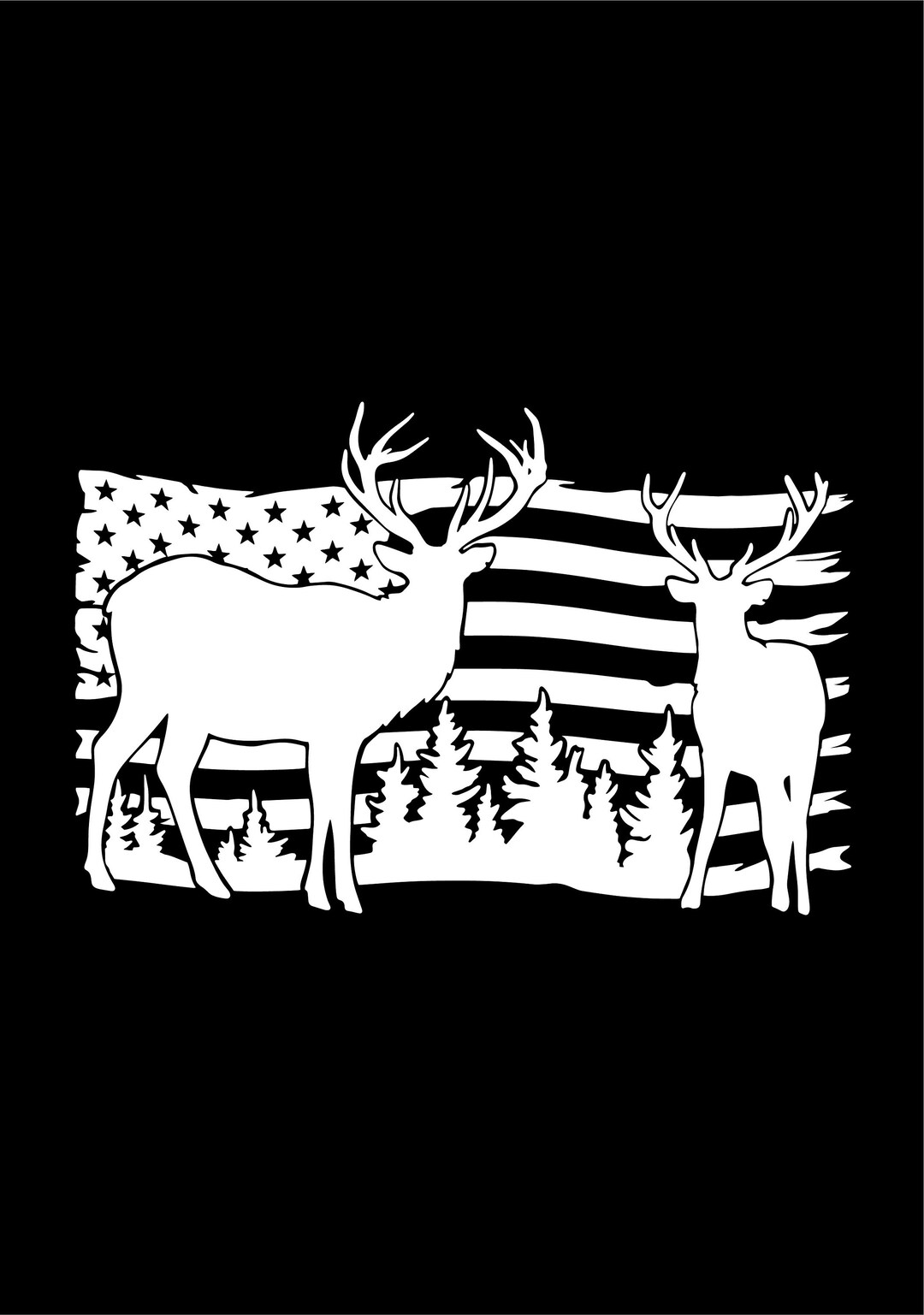 Hunting Deer, Buck, American Flag Vinyl Sticker- Window, Laptop, Car ...