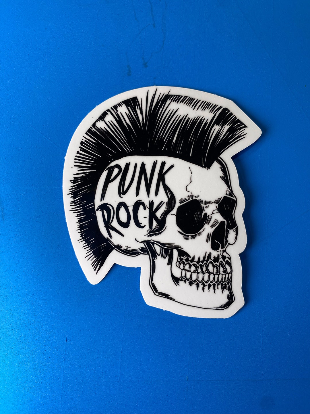 Mohawk Punk Rocker Skull, Laptop Sticker, Car Sticker, Water Bottle ...