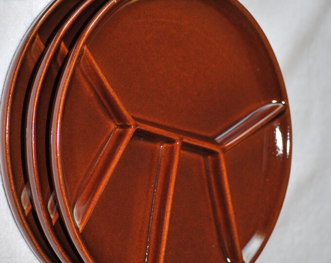 Vintage Staffel Stoneware West Germany Fondue or Divided Plates. Brown ...