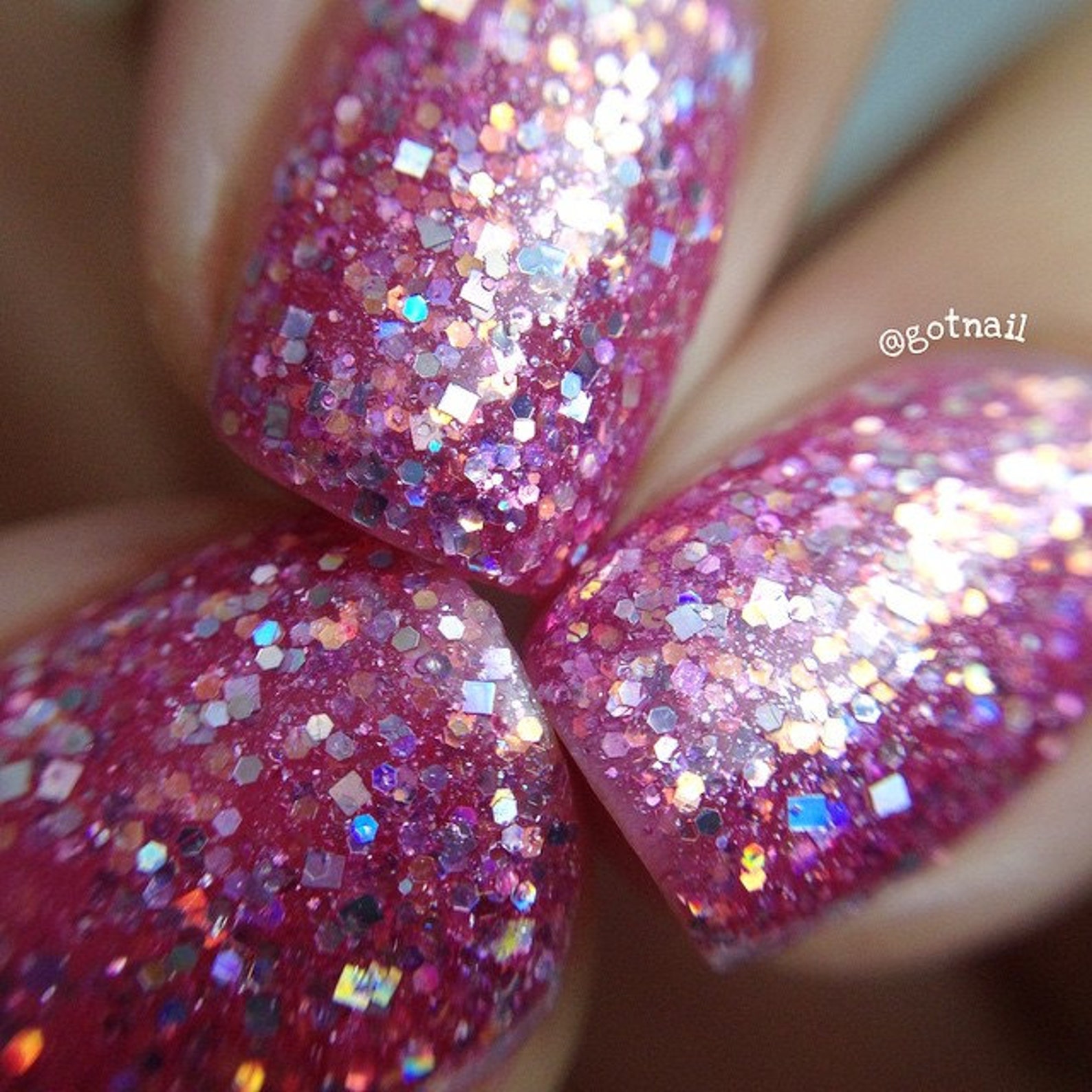 Pink Nail Polish Bright Pink Holo Glitter Jelly Super Cool | Etsy