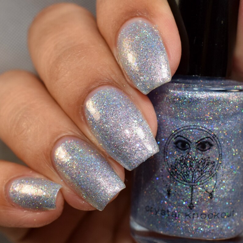 Light Blue Nail Polish Rainbow Shimmer Holographic Crystal - Etsy