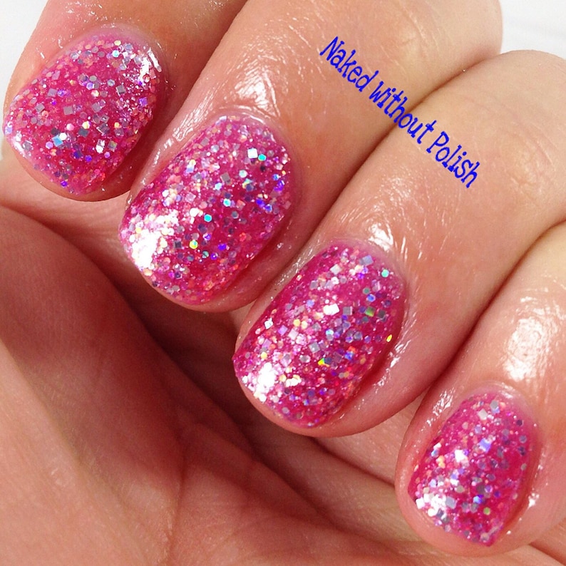 Pink Nail Polish Bright Pink Holo Glitter Jelly Super Cool | Etsy