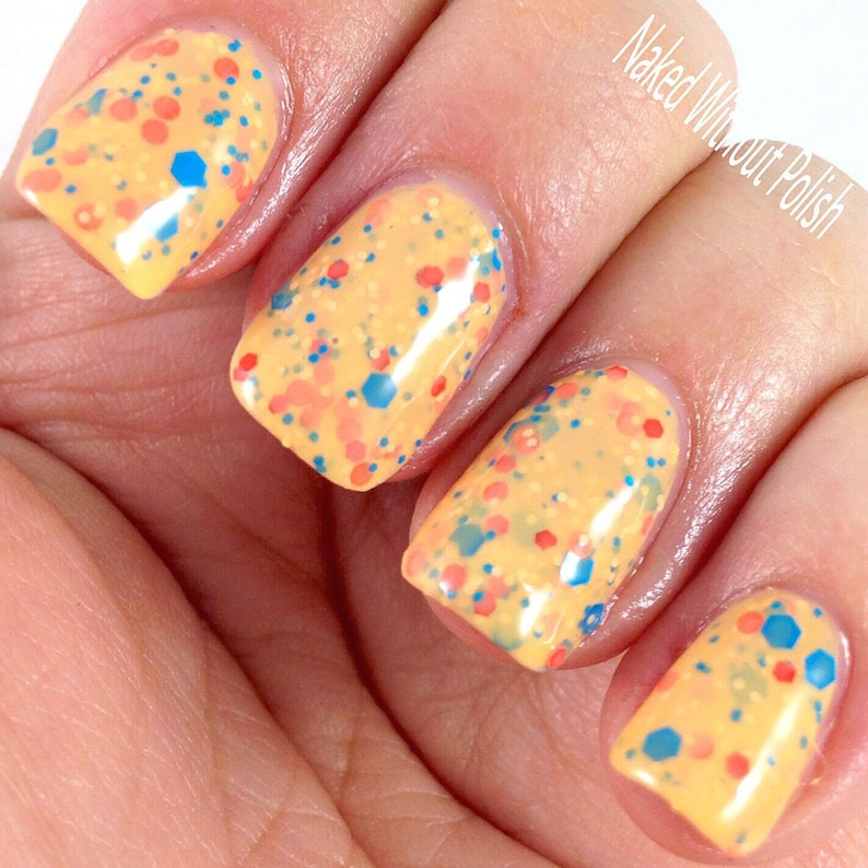 Orange Yellow Nail Polish Peach Orange Pastel Glitter Crelly - Etsy