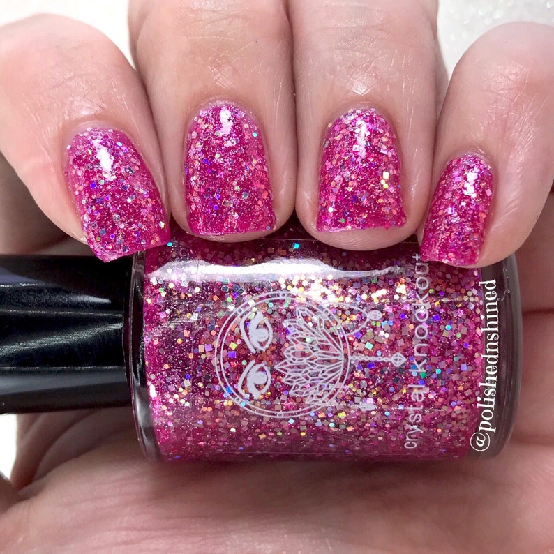 Pink Nail Polish Bright Pink Holo Glitter Jelly Super Cool - Etsy
