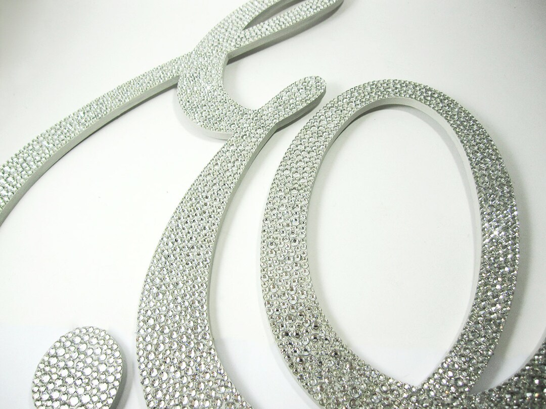 Large 12-inch Crystal Bling Rhinestone Wall Letter Cursive, Script Font ...