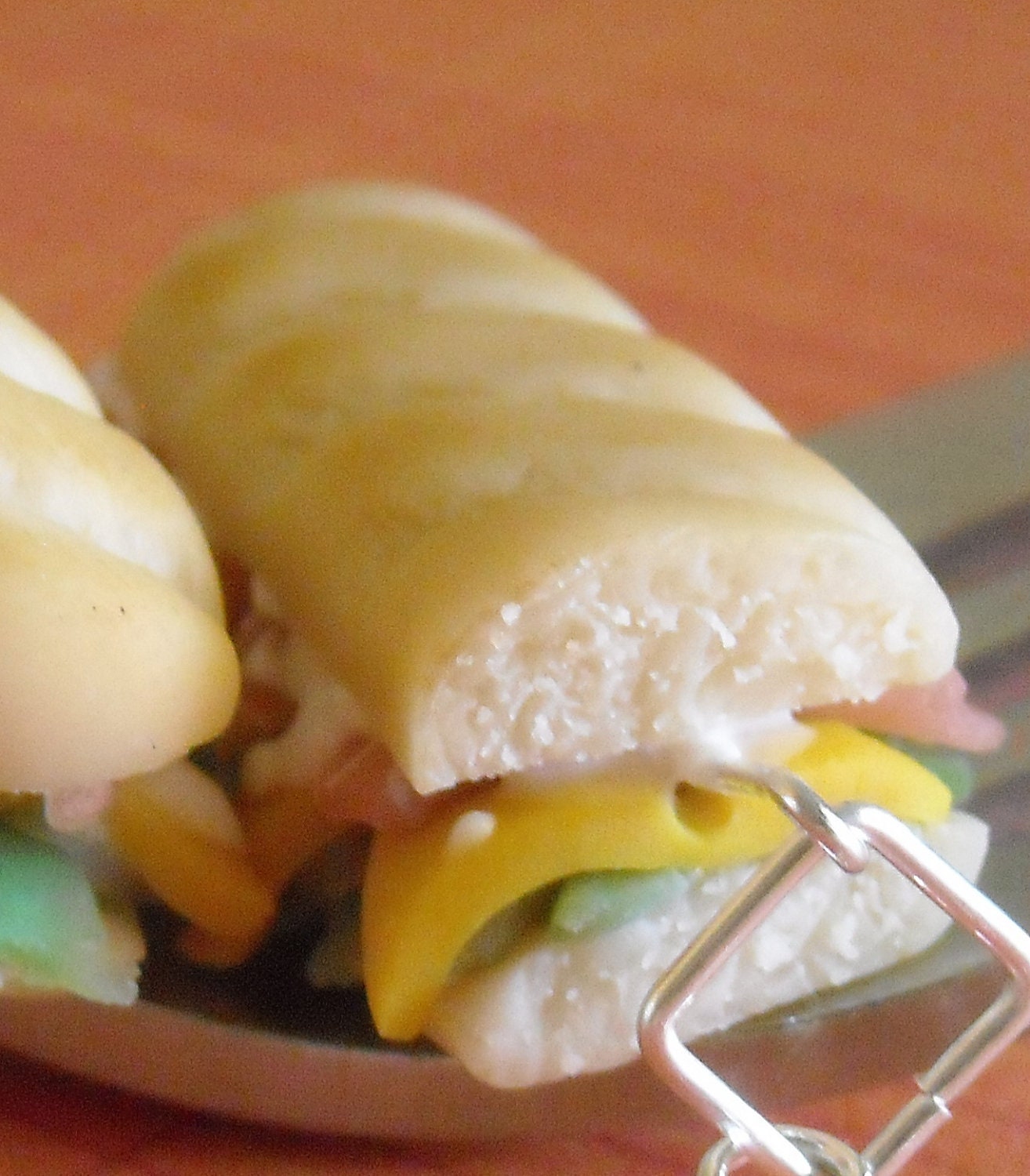 Ham and Cheese on Baguette, Sandwich Necklace, Fake Food Jewelry ...