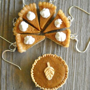 Pumpkin Pie With Pastry Leaf, Necklace, Thanksgiving Dessert, Polymer ...